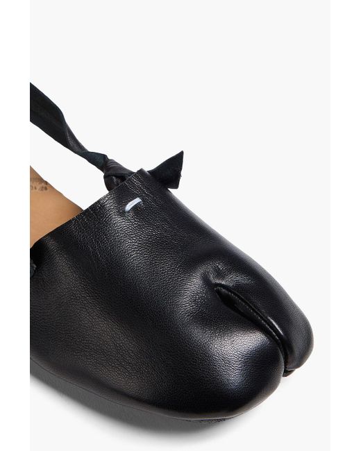 Maison Margiela Tabi Split-toe Leather Flats in Black | Lyst