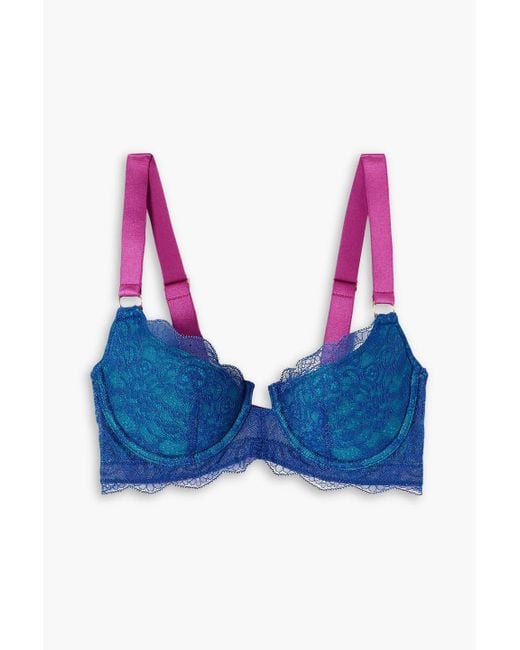 Dora Larsen Rae Satin-trimmed Stretch-lace Underwired Balconette Bra in ...