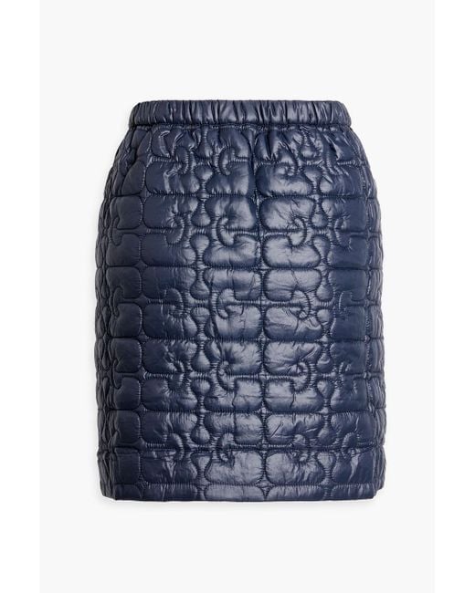 Ganni Quilted Shell Mini Skirt in Blue | Lyst