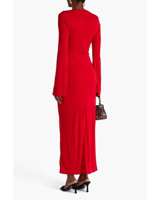 Diane von Furstenberg Lauren Knotted Jersey Maxi Dress in Red | Lyst