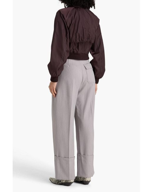 Victoria Beckham Harrington Shell Bomber Jacket in Brown | Lyst UK