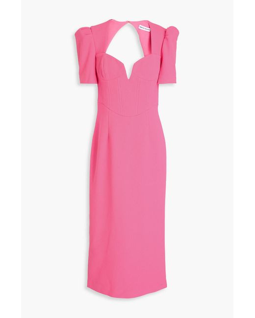 Rebecca Vallance Marie Cutout Textured-crepe Midi Dress in Pink | Lyst UK