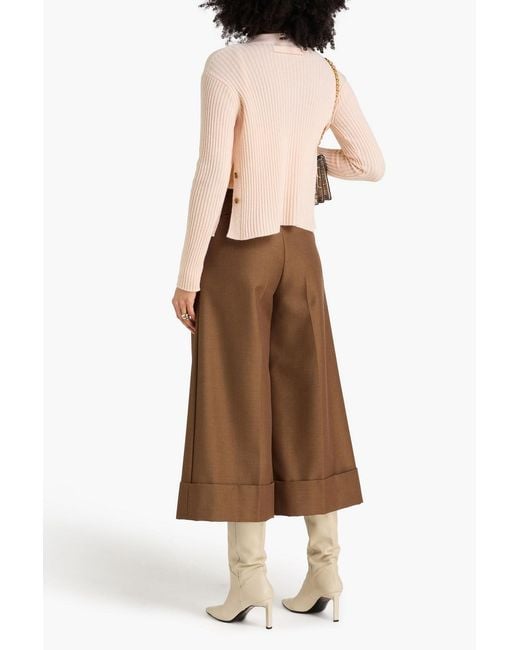 Victoria Beckham Ribbed Wool And Cashmere-Blend Cardigan in Pink | Lyst UK