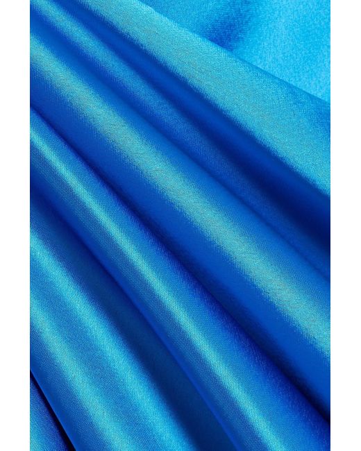 Galvan London Sienna Tie-back Satin Midi Dress in Blue | Lyst