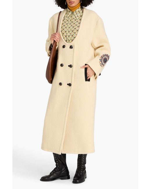 Etro Double-Breasted Wool-Blend Twill Coat in Natural | Lyst UK