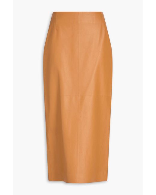 Gabriela Hearst Uela Leather Midi Skirt in Orange | Lyst UK