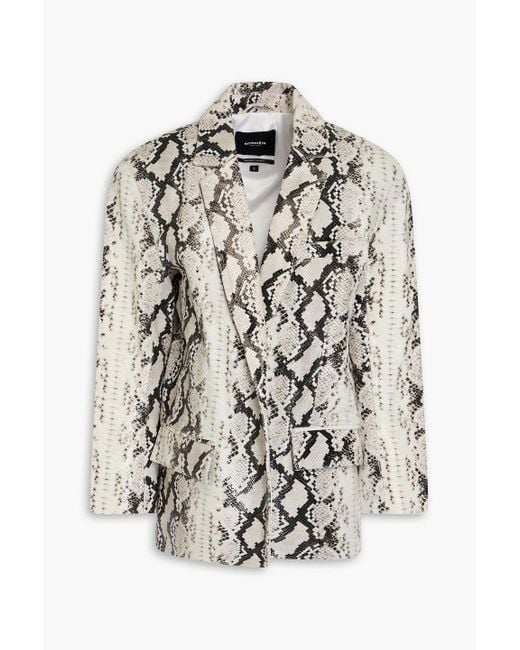 retroféte Chloe Snake-effect Leather Blazer in White | Lyst