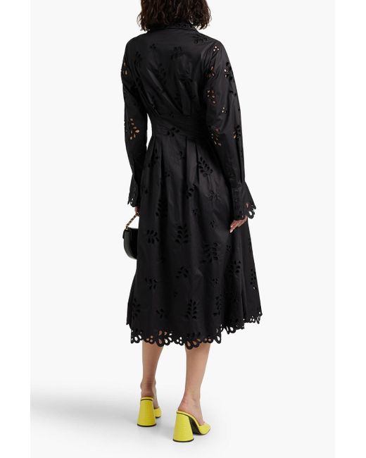 Jonathan Simkhai Eda Broderie Anglaise Cotton Midi Shirt Dress in Black ...
