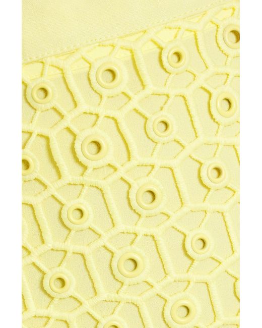 Jonathan Simkhai Karolina Eyelet-Embellished Lace Midi Skirt in Yellow ...