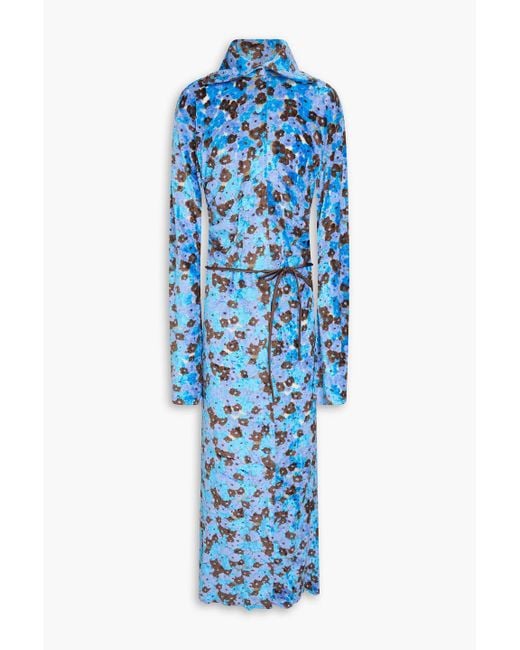 Acne Studios Belted Terry-jacquard Maxi Dress in Blue | Lyst