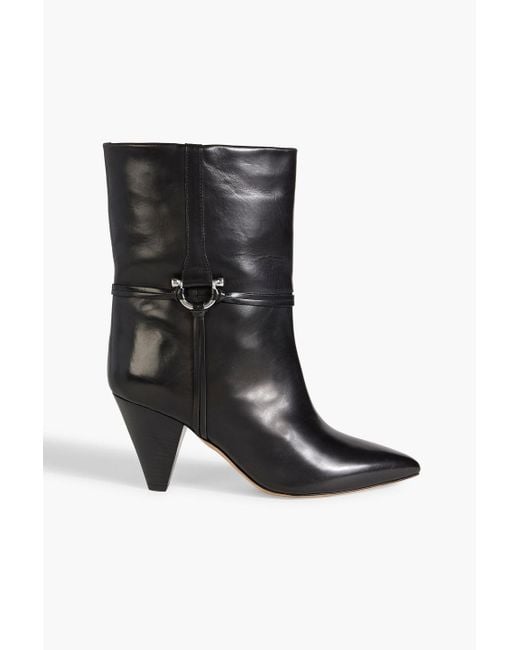 Isabel Marant Lilet Embellished Leather Ankle Boots in Black | Lyst
