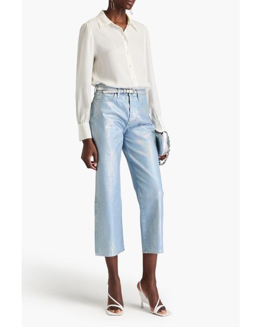 FRAME Le Jane Crop Iridescent-effect High-rise Straight-leg Jeans in ...