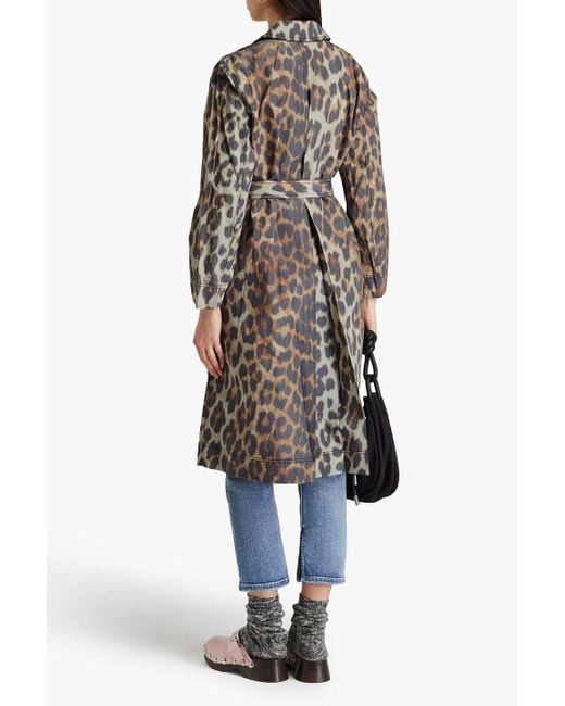 Ganni Leopard-print Shell Trench Coat | Lyst UK
