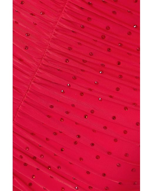 Alex Perry Gabe Crystal-embellished Ruched Stretch-jersey Turtleneck ...