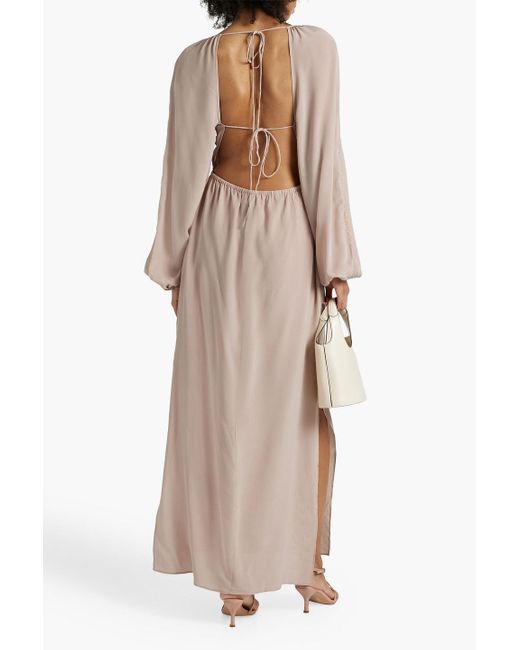 Joslin Studio Lois Crochet-trimmed Silk-chiffon Maxi Dress in White | Lyst