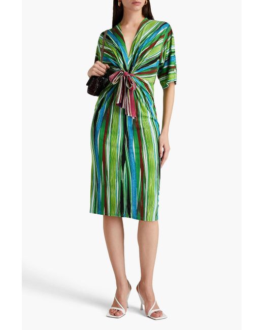 Diane von Furstenberg Liza Striped Jersey Midi Dress in Green | Lyst