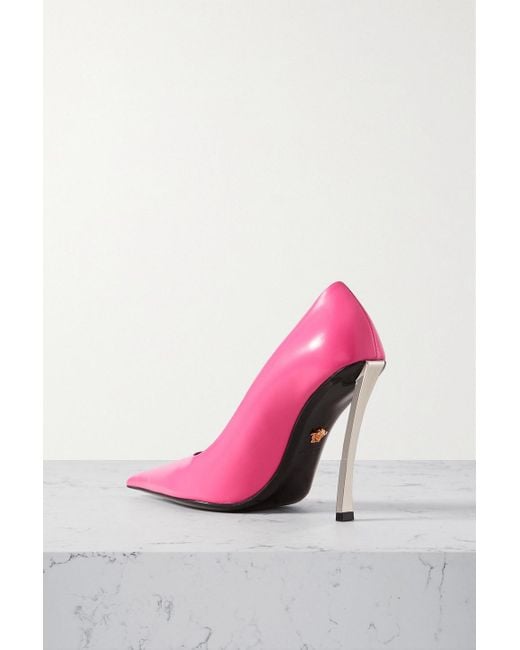 Versace Pin-point Patent-leather Pumps in Pink | Lyst