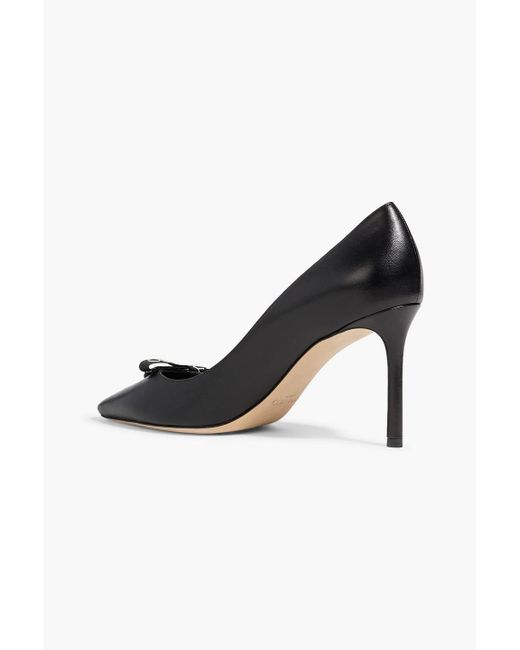 Jimmy Choo Romy 85 Bow-Detailed Leather Pumps in Black | Lyst