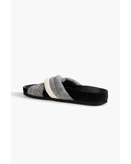 Isabel Marant Holden Denim And Leather Slides in Black | Lyst