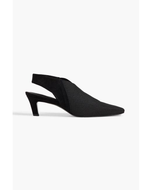 TOTEME Suede And Stretch-Knit Slingback Pumps in Black | Lyst UK