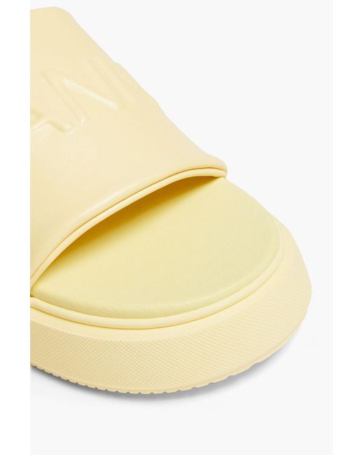 Ganni Embossed Faux Leather Platform Slides in Yellow | Lyst