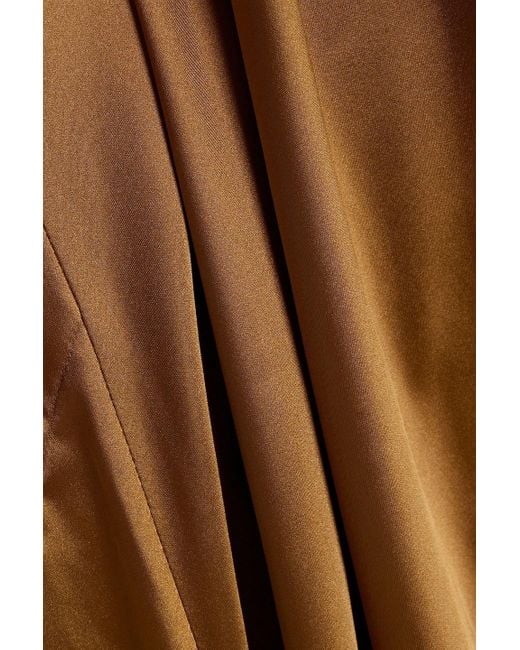 Norma Kamali Maria Draped Satin Gown in Brown | Lyst UK