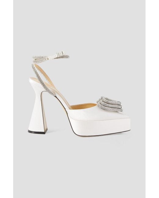 Mach & Mach Triple Heart Crystal-embellished Silk-satin Platform Pumps ...