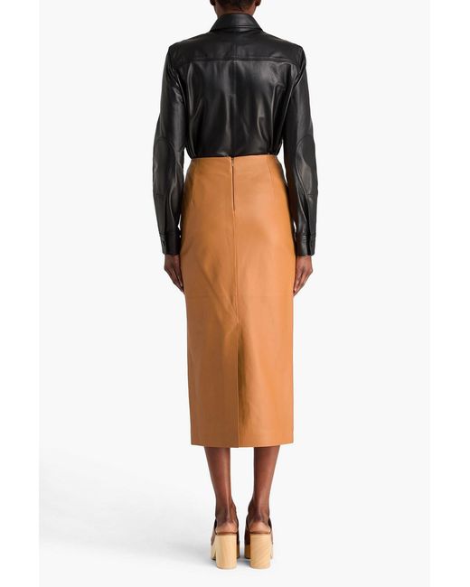 Gabriela Hearst Uela Leather Midi Skirt in Orange | Lyst UK