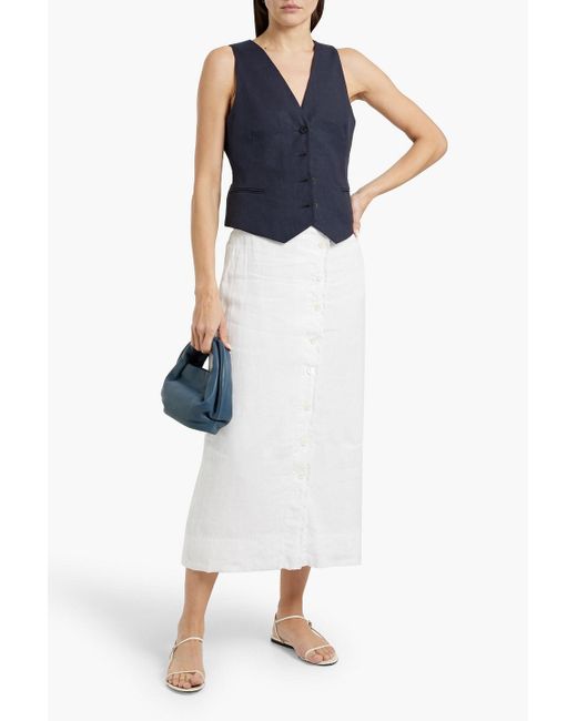 Alex Mill Zoe Linen Midi Skirt in White | Lyst