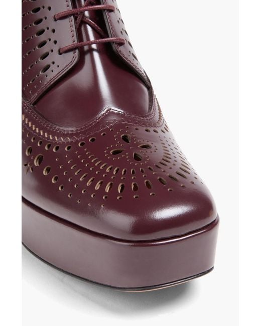 Zimmermann Laser-cut Leather Platform Brogues in Purple | Lyst UK