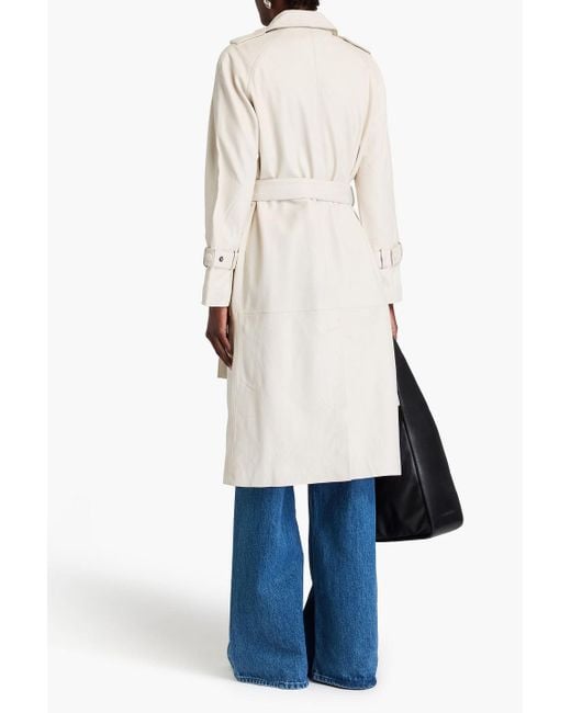 Muubaa Hazel Leather Trench Coat in Natural | Lyst