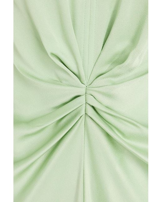 Victoria Beckham Gathered Satin-Crepe Midi Dress in Green | Lyst UK