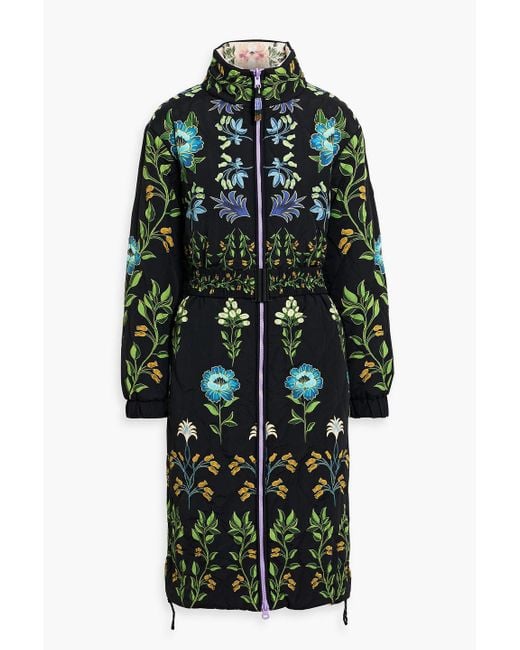 FARM Rio Reversible Floral-Print Quilted Shell Jacket in Black | Lyst