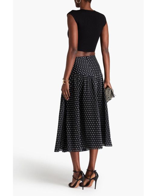 Zimmermann Pleated Polka-dot Organza Midi Skirt in Black | Lyst