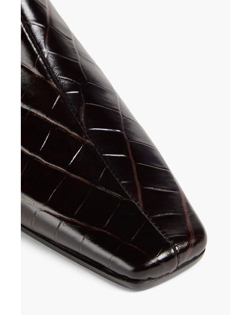 TOTEME Croc-Effect Leather Ankle Boots in Black | Lyst