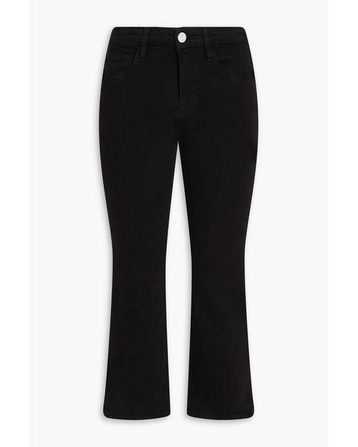 FRAME Le Crop Mini Boot High-Rise Bootcut Jeans in Black | Lyst UK