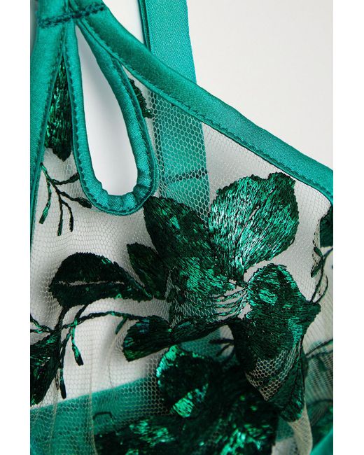 Fleur du Mal Metallic Embroidered Tulle And Silk-blend Satin Underwired ...