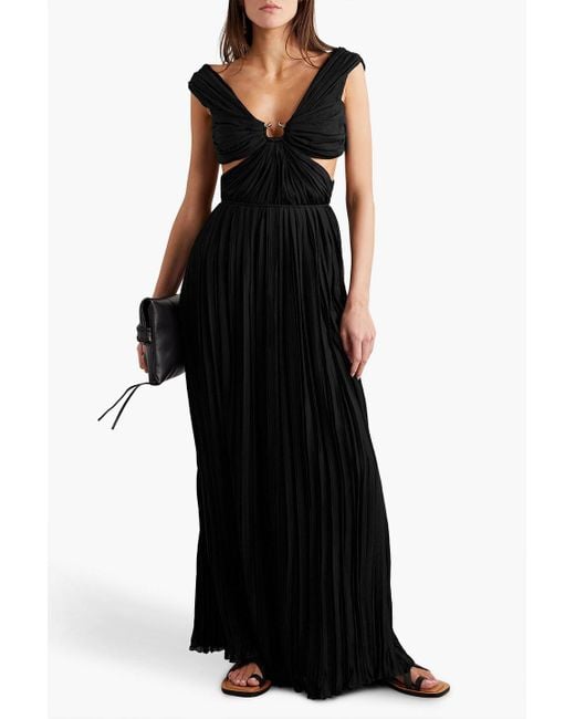 Chloé Cutout Pleated Silk-chiffon Gown in Black | Lyst
