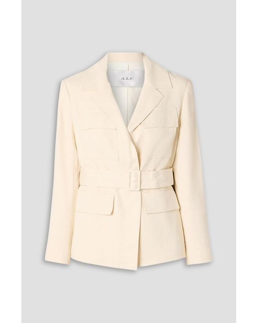 A.L.C. Savannah Belted Linen-blend Twill Jacket in Natural | Lyst