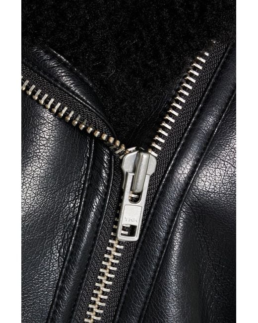 Stand Studio Lilia Cropped Faux Shearling Biker Jacket in Black | Lyst UK