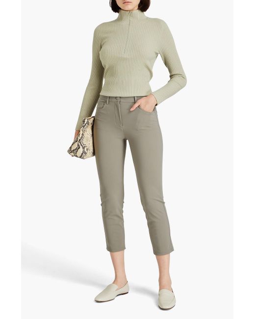 Theory Cropped Ponte Slim leg Pants in Green Lyst UK