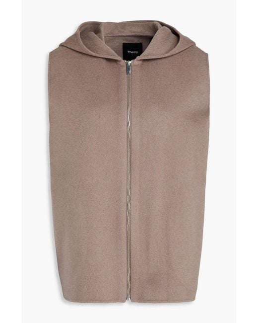 Theory Wool And Cashmere-blend Felt Hooded Vest in Brown | Lyst UK