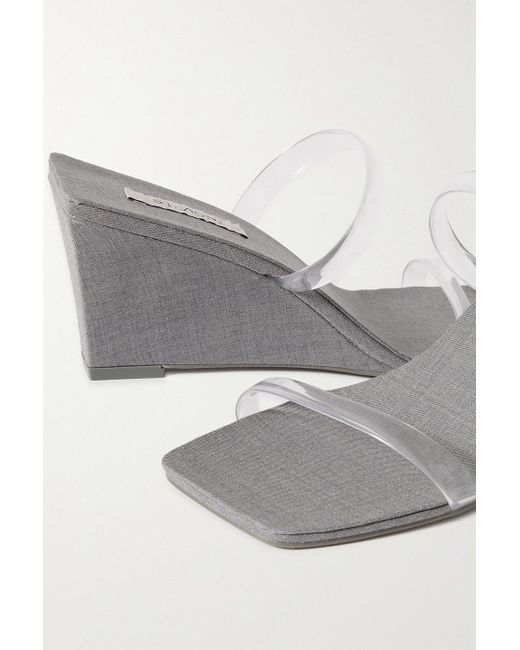 St. Agni Canvas And Pvc Wedge Sandals in Gray | Lyst