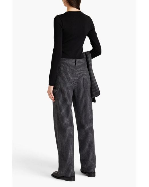 Rag & Bone Sid Pinstriped Wool-blend Wide-leg Pants in Black | Lyst