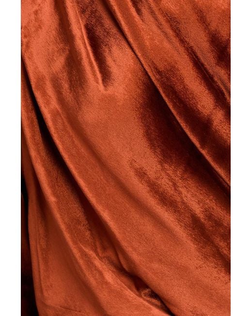 Zimmermann One-Shoulder Draped Velvet Top in Red | Lyst UK