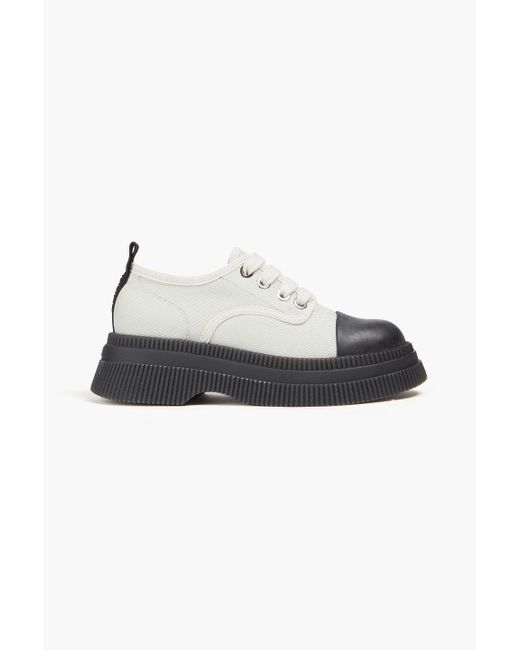 Ganni Rubber And Canvas Brogues in Gray | Lyst