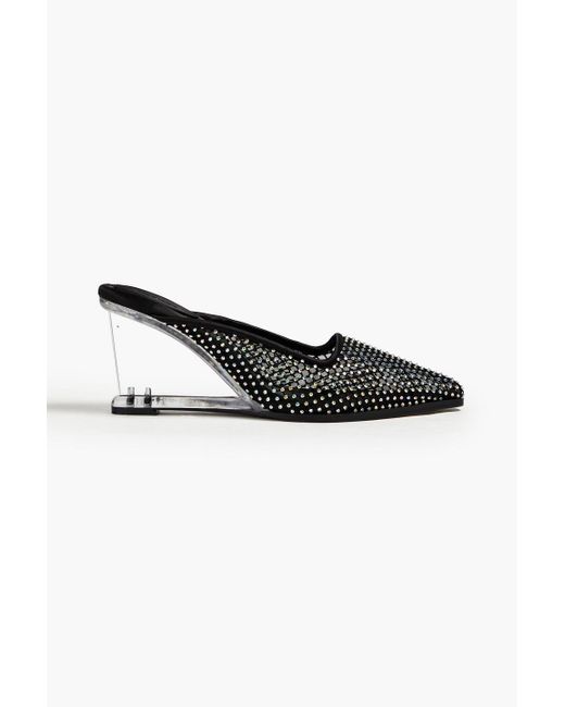Stine Goya Crystal-embellished Mesh Wedge Mules in Black | Lyst