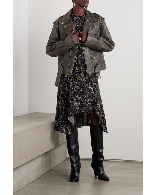 Isabel Marant Barbara Leather Biker Jacket in Black | Lyst