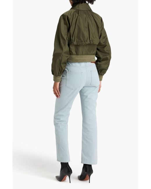 Victoria Beckham Harrington Leather Bomber Jacket in Green | Lyst UK
