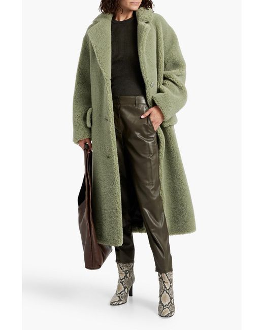 Stand Studio Tayla Teddy Fleece Coat in Green | Lyst